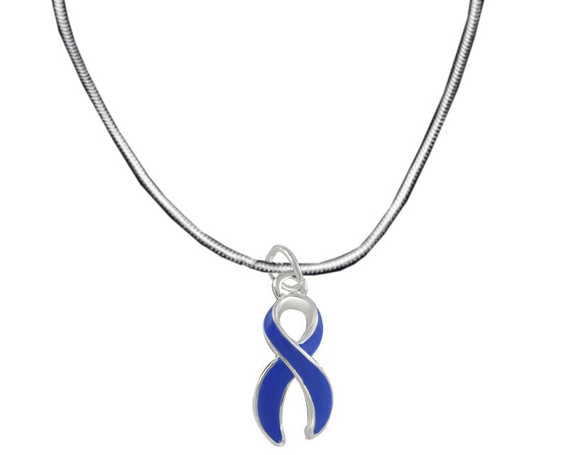 Bulk Dark Blue Ribbon Necklaces for Colon Cancer, Child Abuse ...