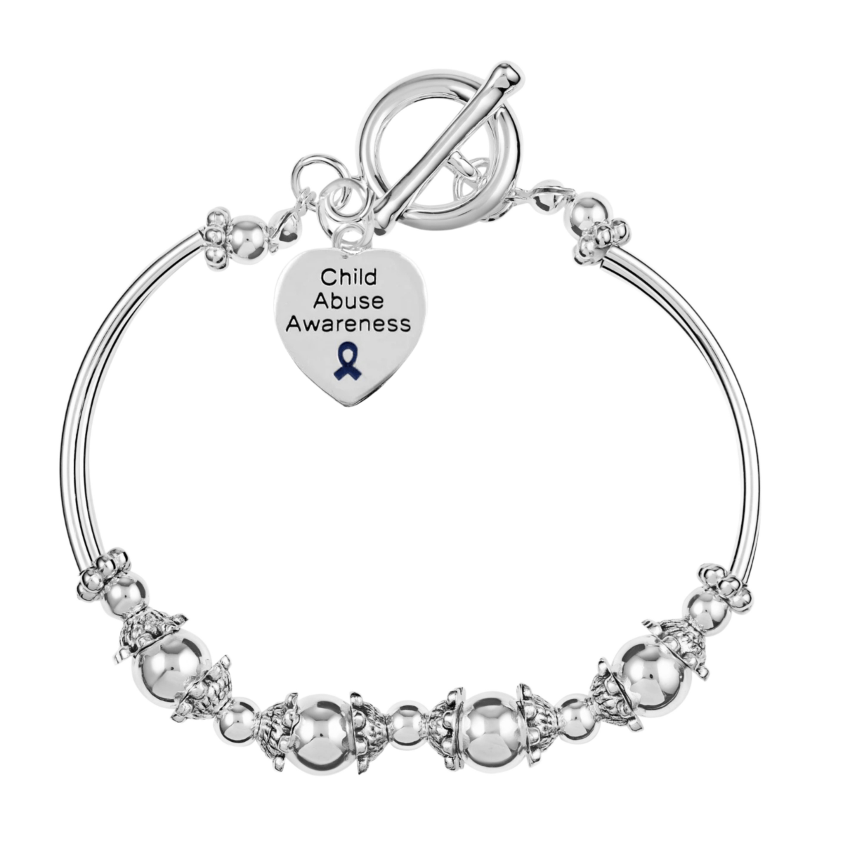Child Abuse Awareness Heart Charm Partial Beaded Bracelets ...