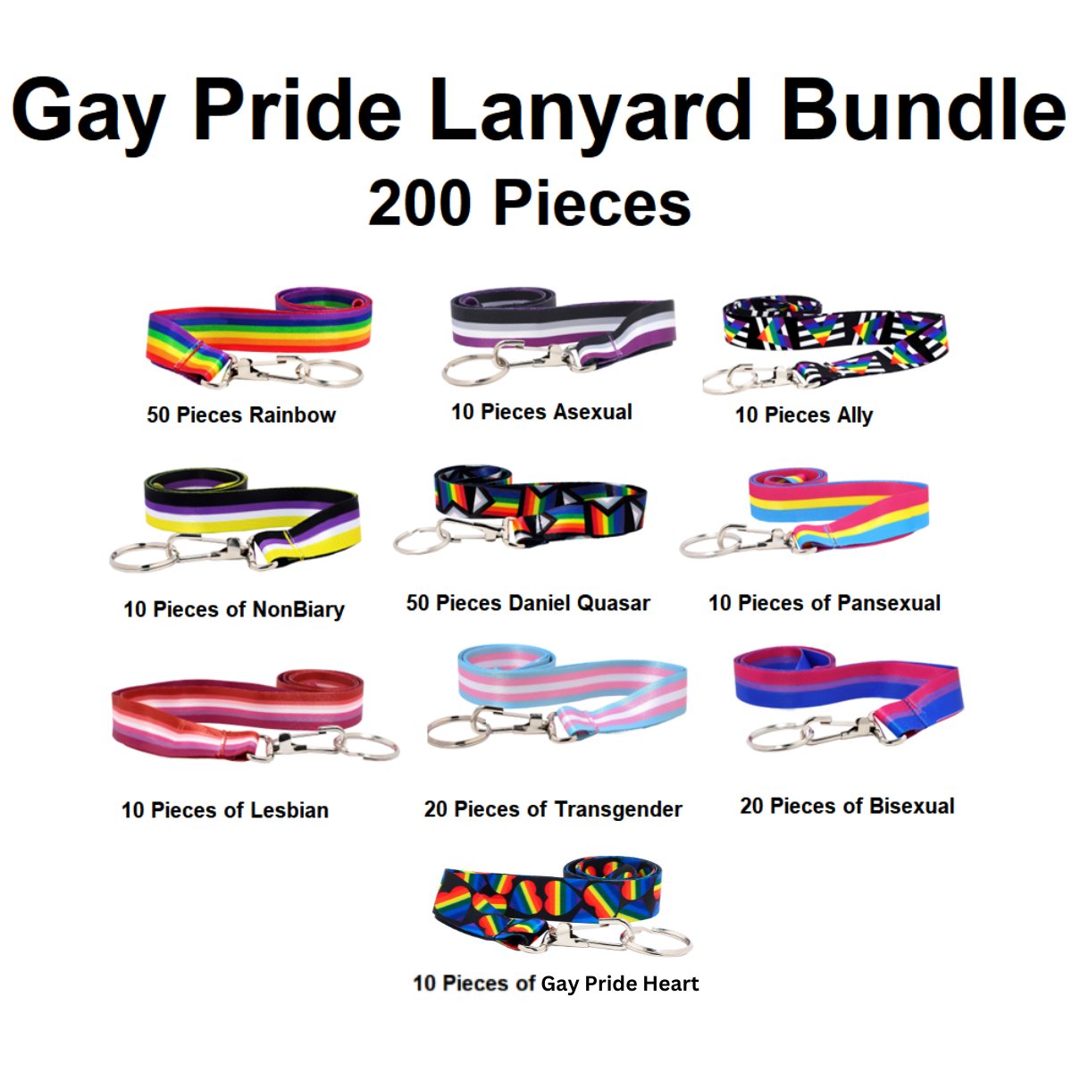 200 Pieces Gay Pride Lanyard Bundle, LGBTQ Pride Gear for Parades ...