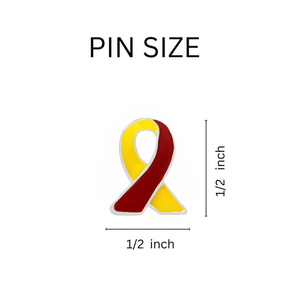 Coronavirus Disease Awareness Ribbon Lapel Pins, Red & Yellow Ribbon ...