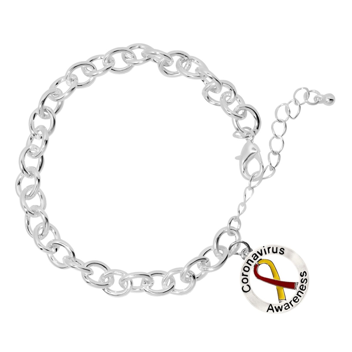 Round Coronavirus COVID-19 Awareness Ribbon Chunky Charm Bracelets in ...