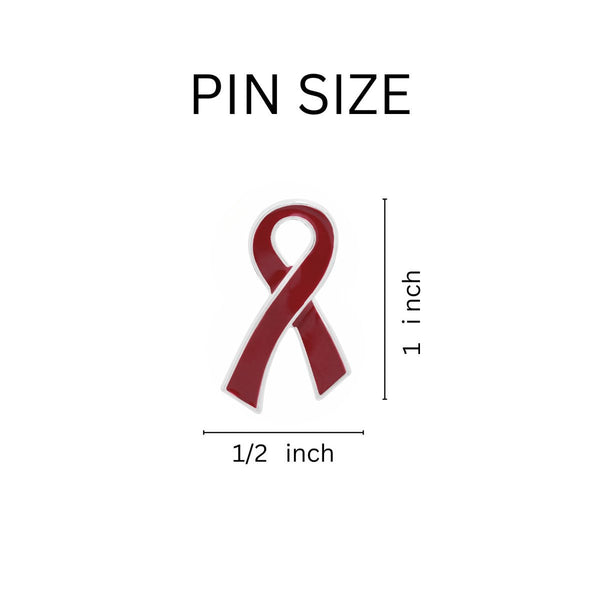Sickle Cell Anemia Awareness Ribbon Pins, Burgundy Ribbon Pins in Bulk ...