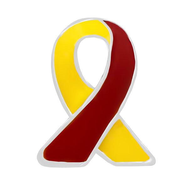 Coronavirus Disease Awareness Ribbon Lapel Pins, Red & Yellow Ribbon ...